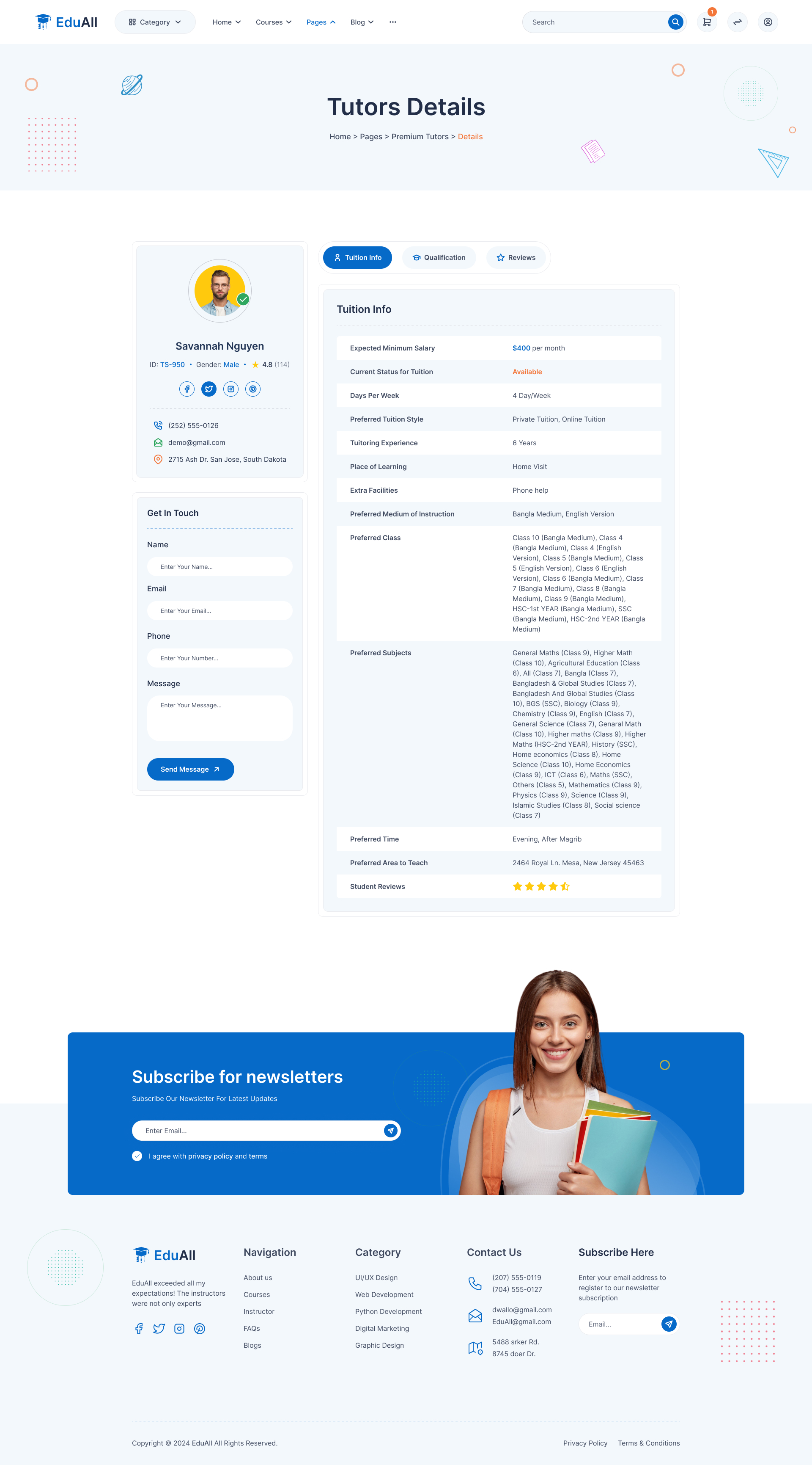 EduAll - LMS Tutors Education & Online Course UI Figma Template by wowtheme7
